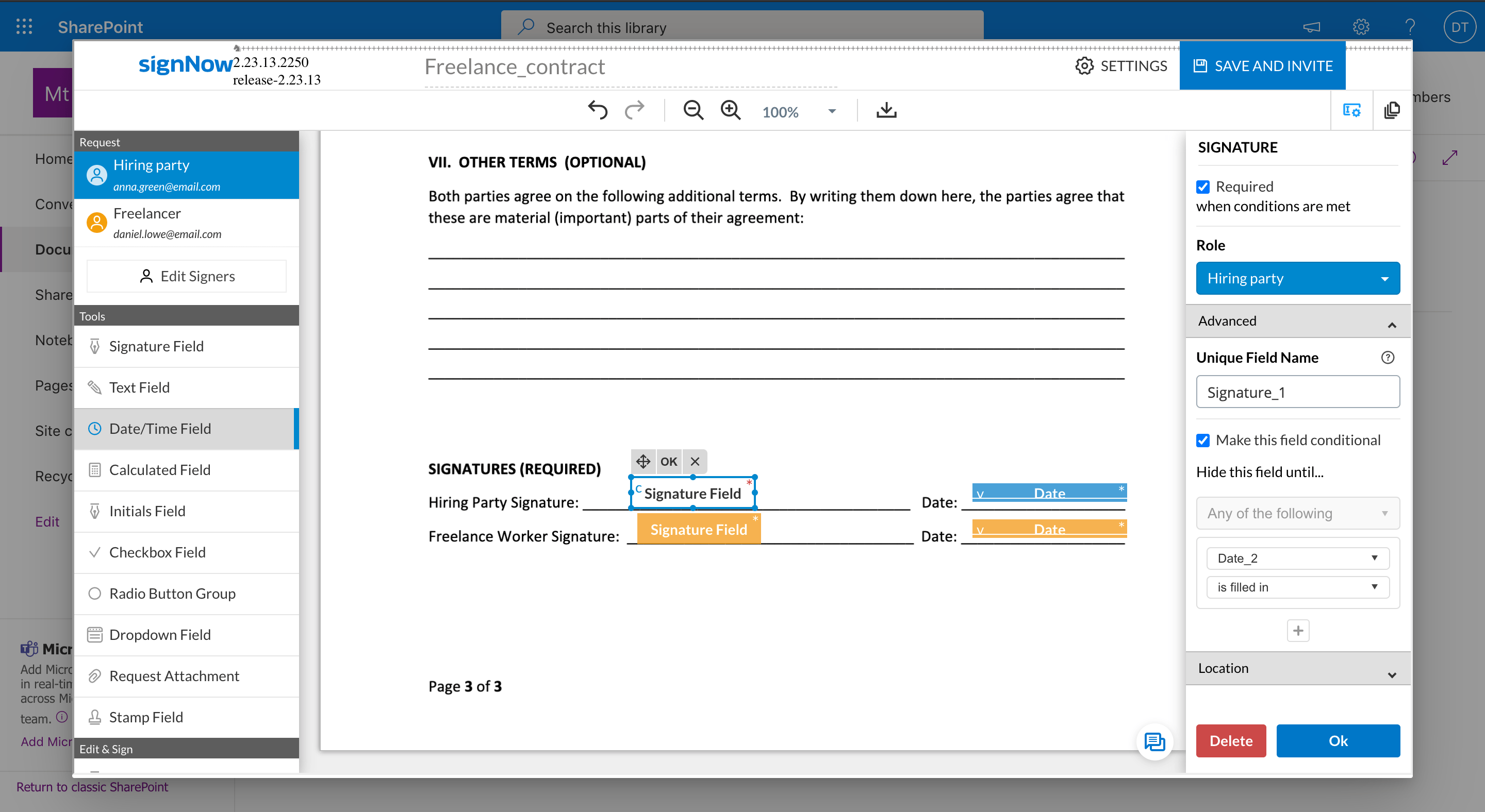 signNow SharePoint Integration