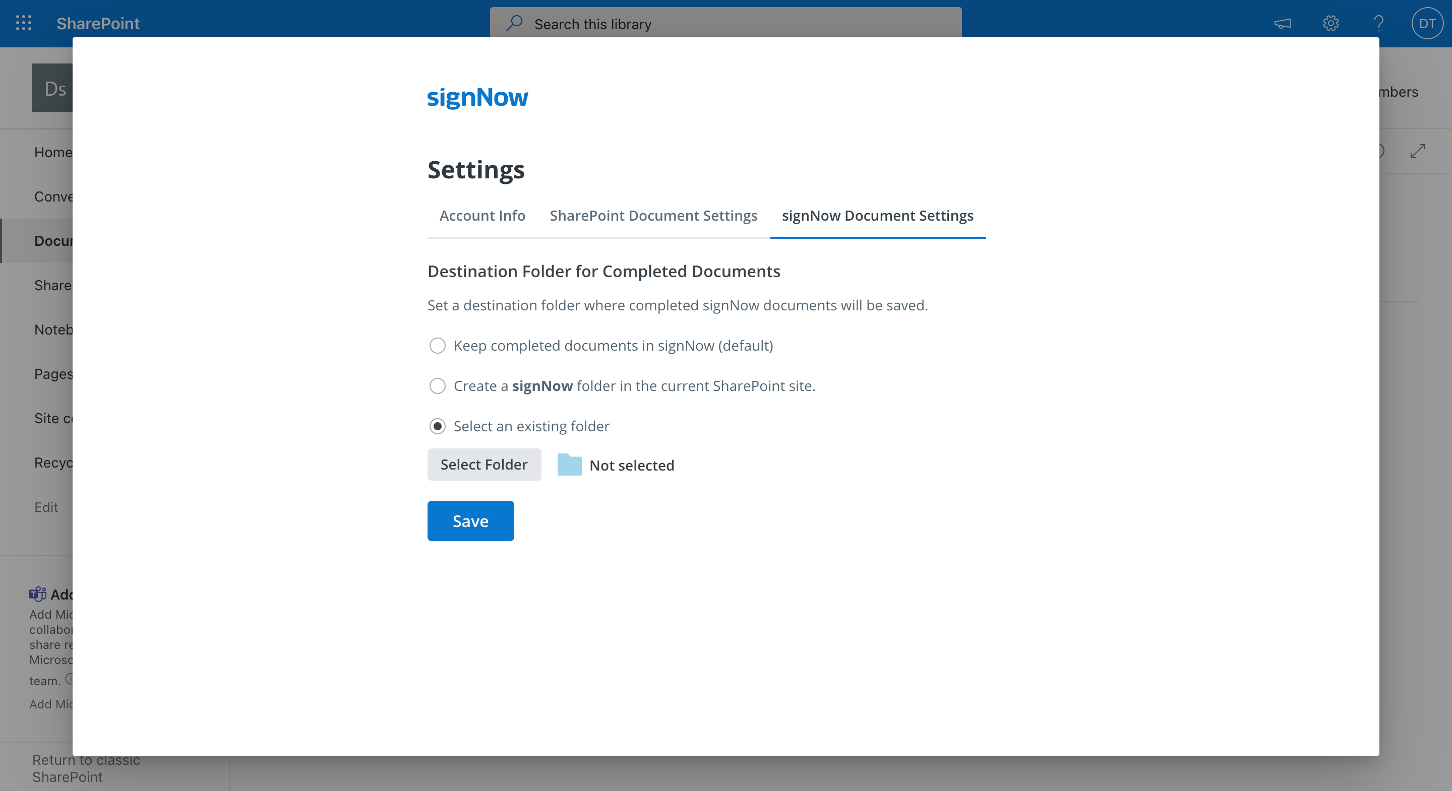 signNow SharePoint Integration